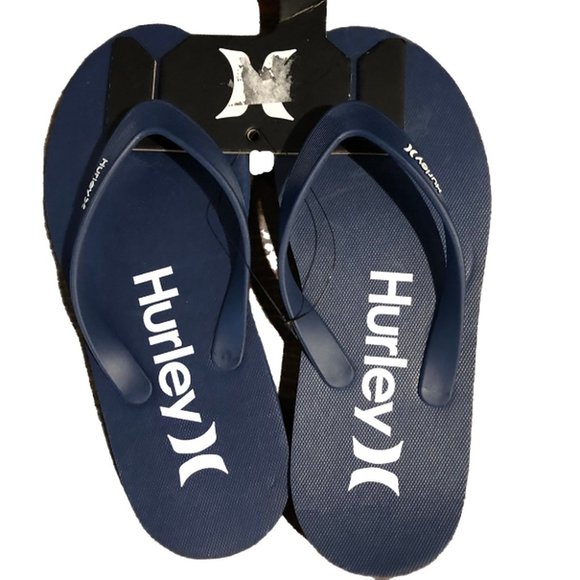 Hurley | Shoes | Nwt Hurley Logo Bluewhite Mens Flip Flop Sandals ...